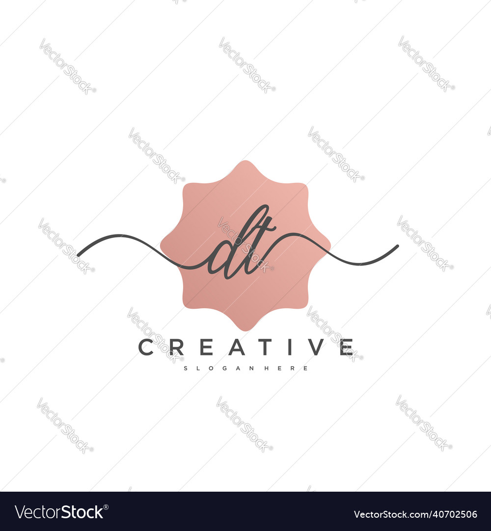 Dt initial handwriting minimalist geometric logo Vector Image Dt initial handwriting minimalist geometric logo Vector Image