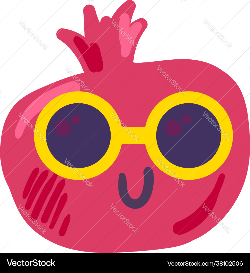 Garnet exotic fruit emoji happy emotion Royalty Free Vector