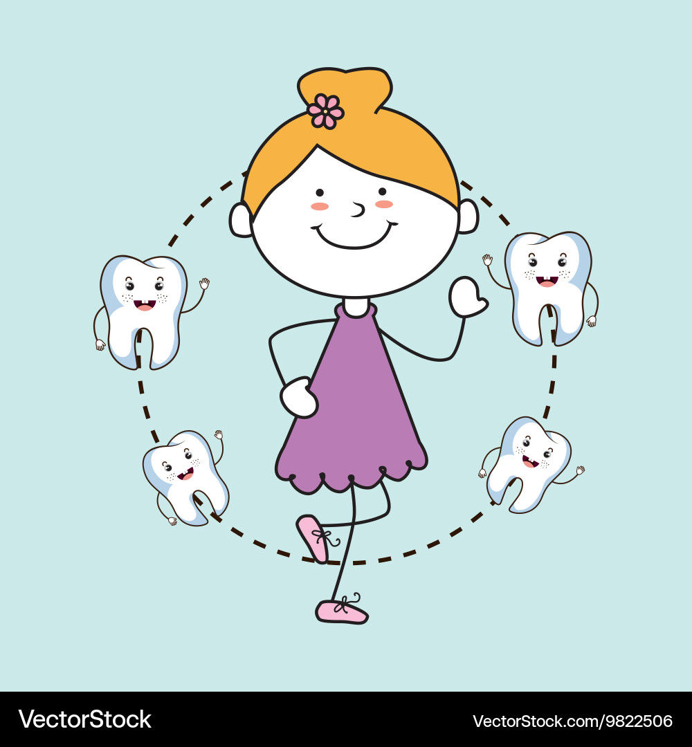 Girl with teeth isolated icon design Royalty Free Vector