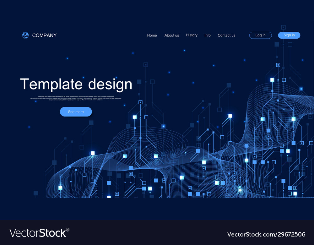 Landing page tech background with abstract circuit