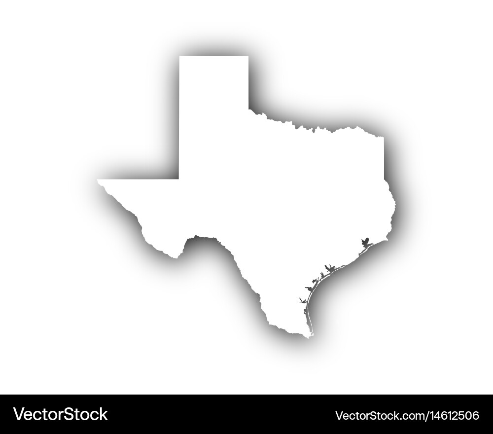 Map of texas with shadow Royalty Free Vector Image