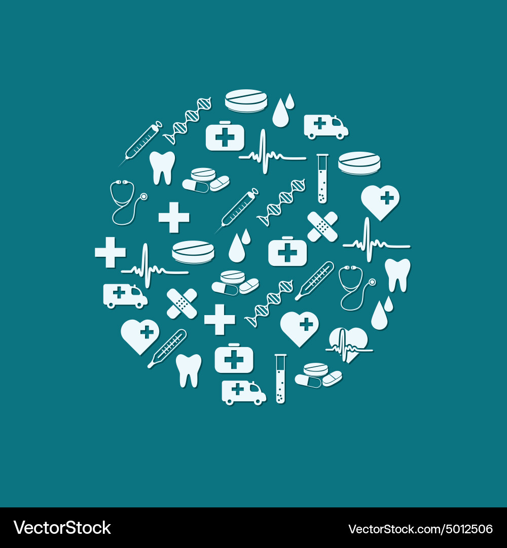 Medical icons in circle Royalty Free Vector Image