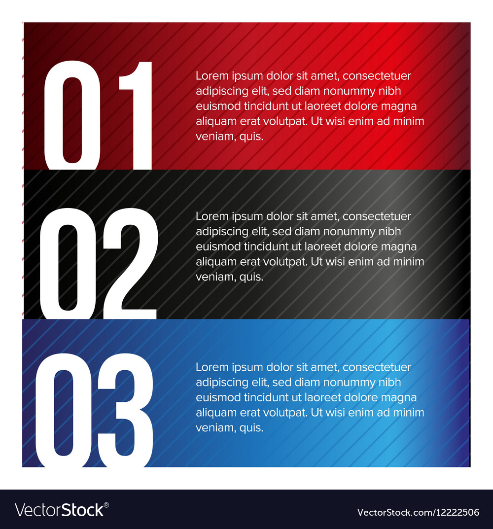 One Two Three step progress bar Royalty Free Vector Image