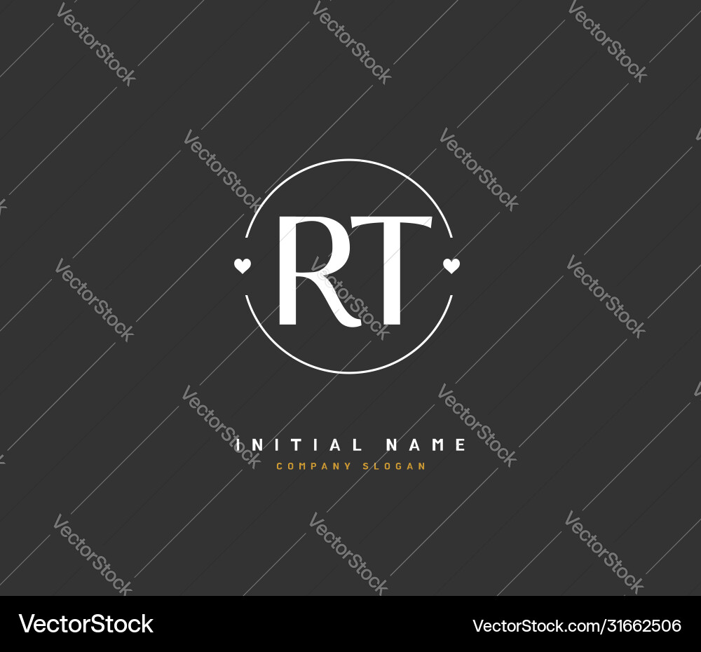 R t rt beauty initial logo handwriting logo Vector Image