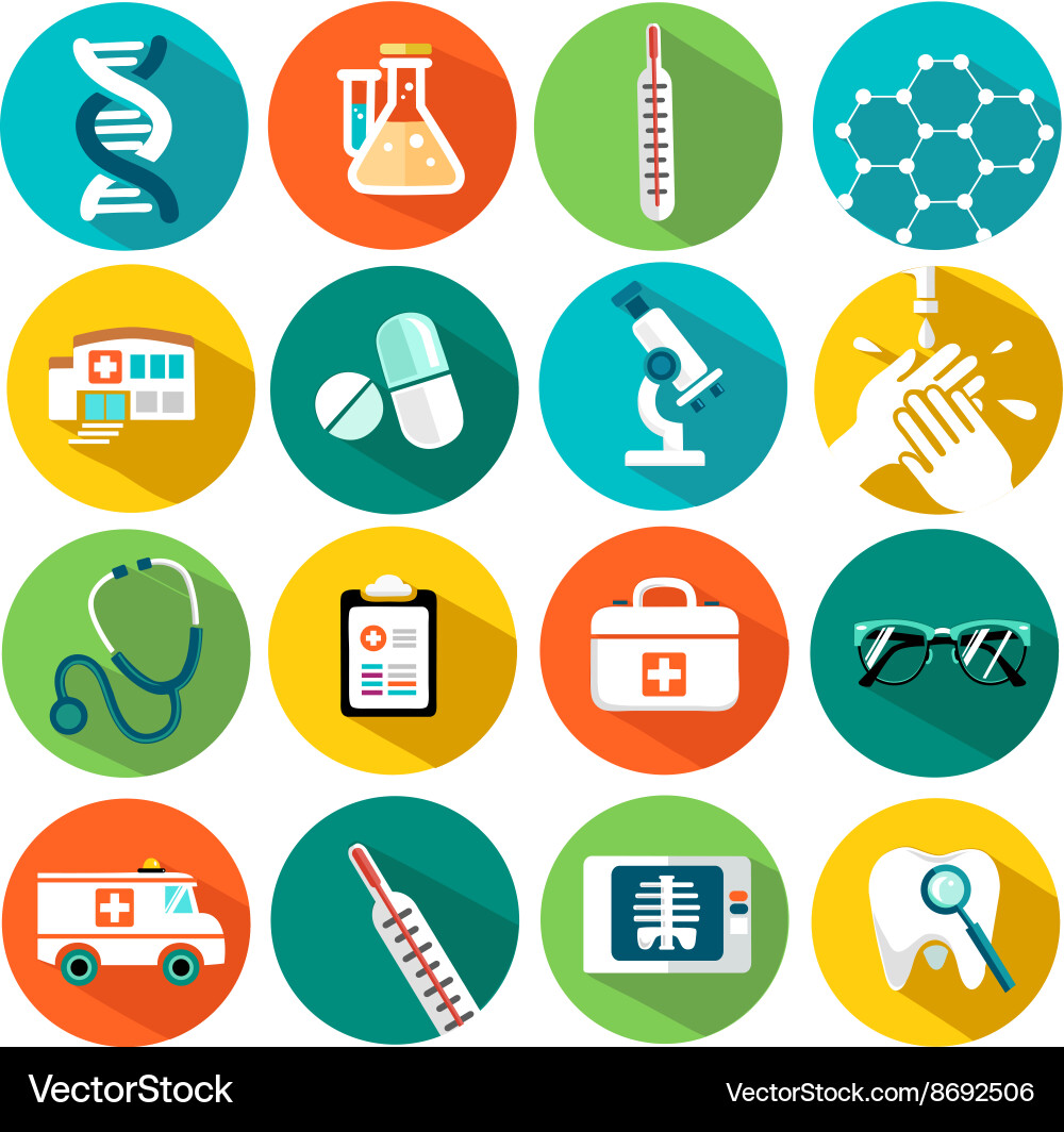 Set flat design concept icons for medicine Vector Image