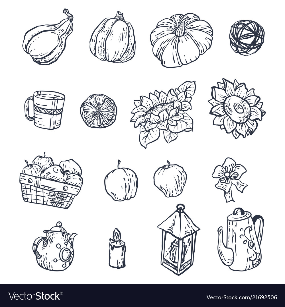 Set with household elements Royalty Free Vector Image