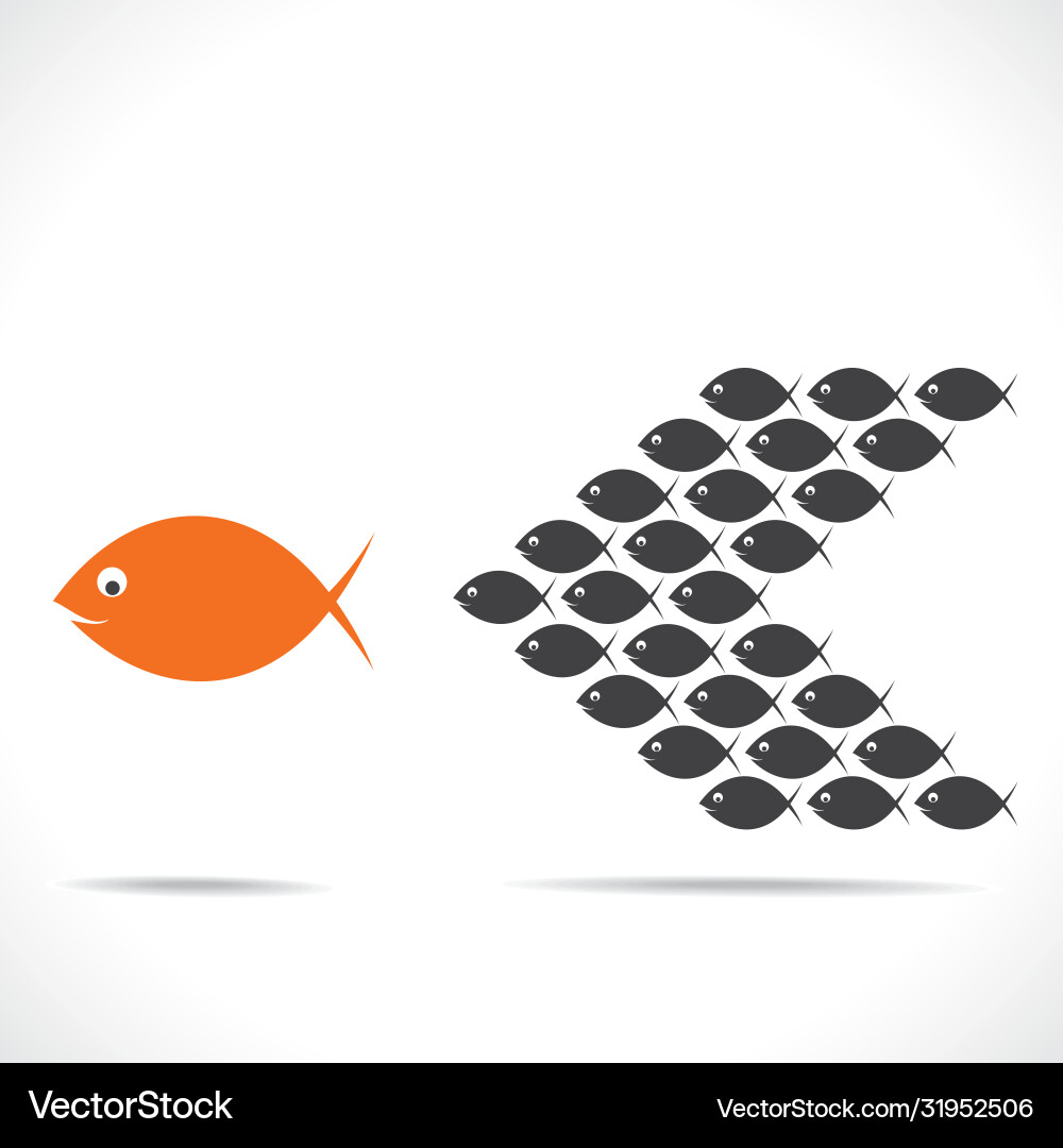 Small fish follow big fish stock Royalty Free Vector Image