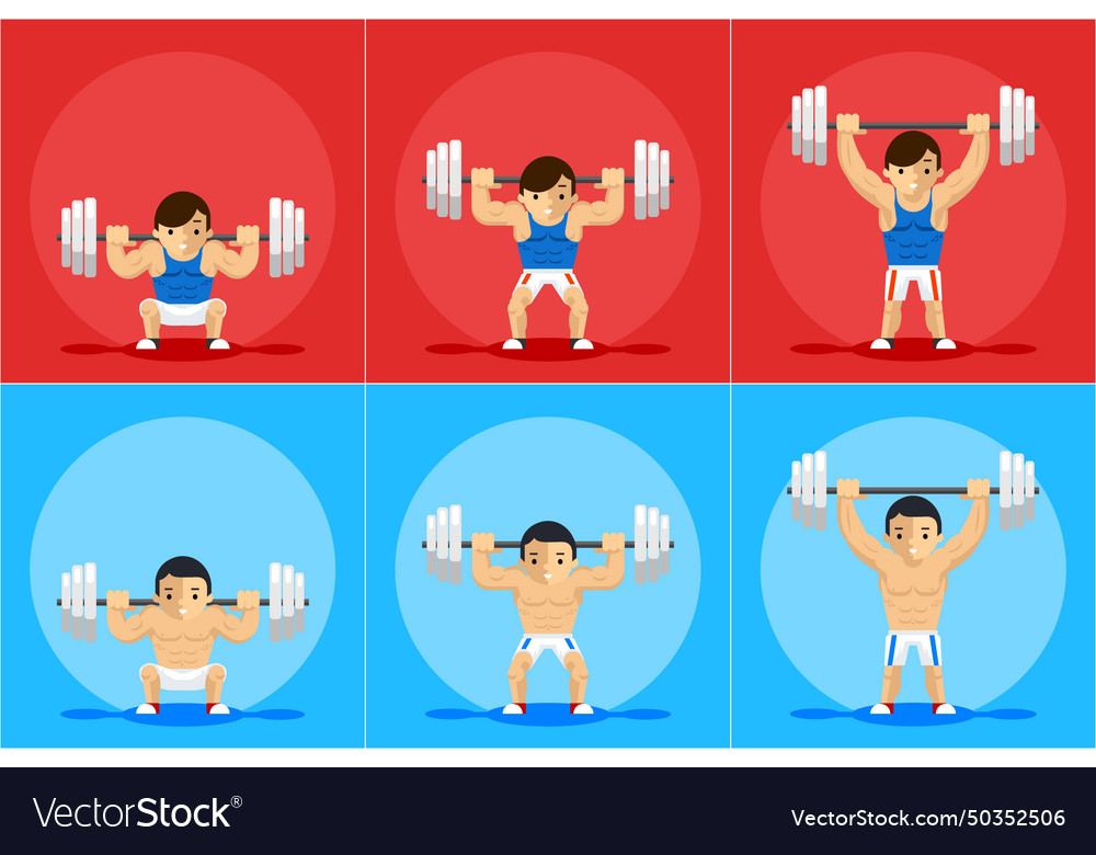 Weightlifting animation frames Royalty Free Vector Image