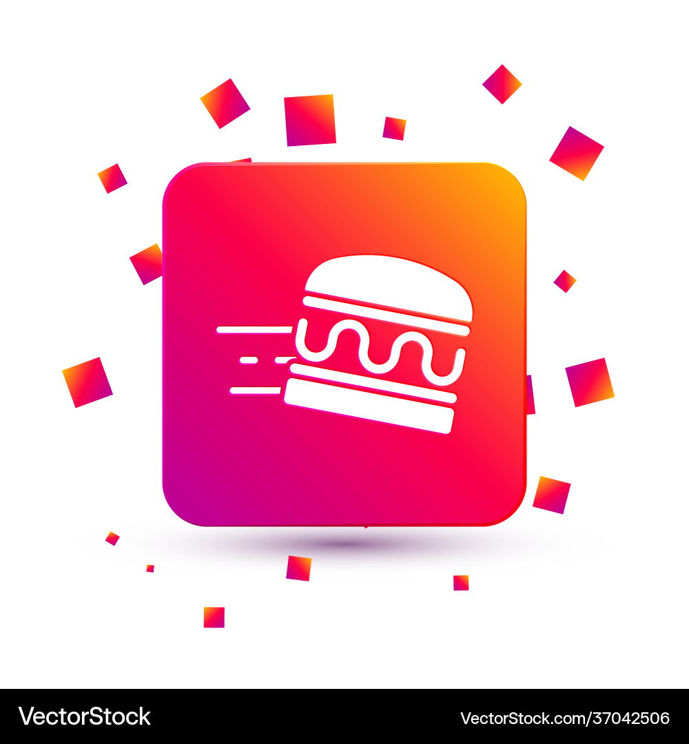 White online ordering and burger delivery icon Vector Image