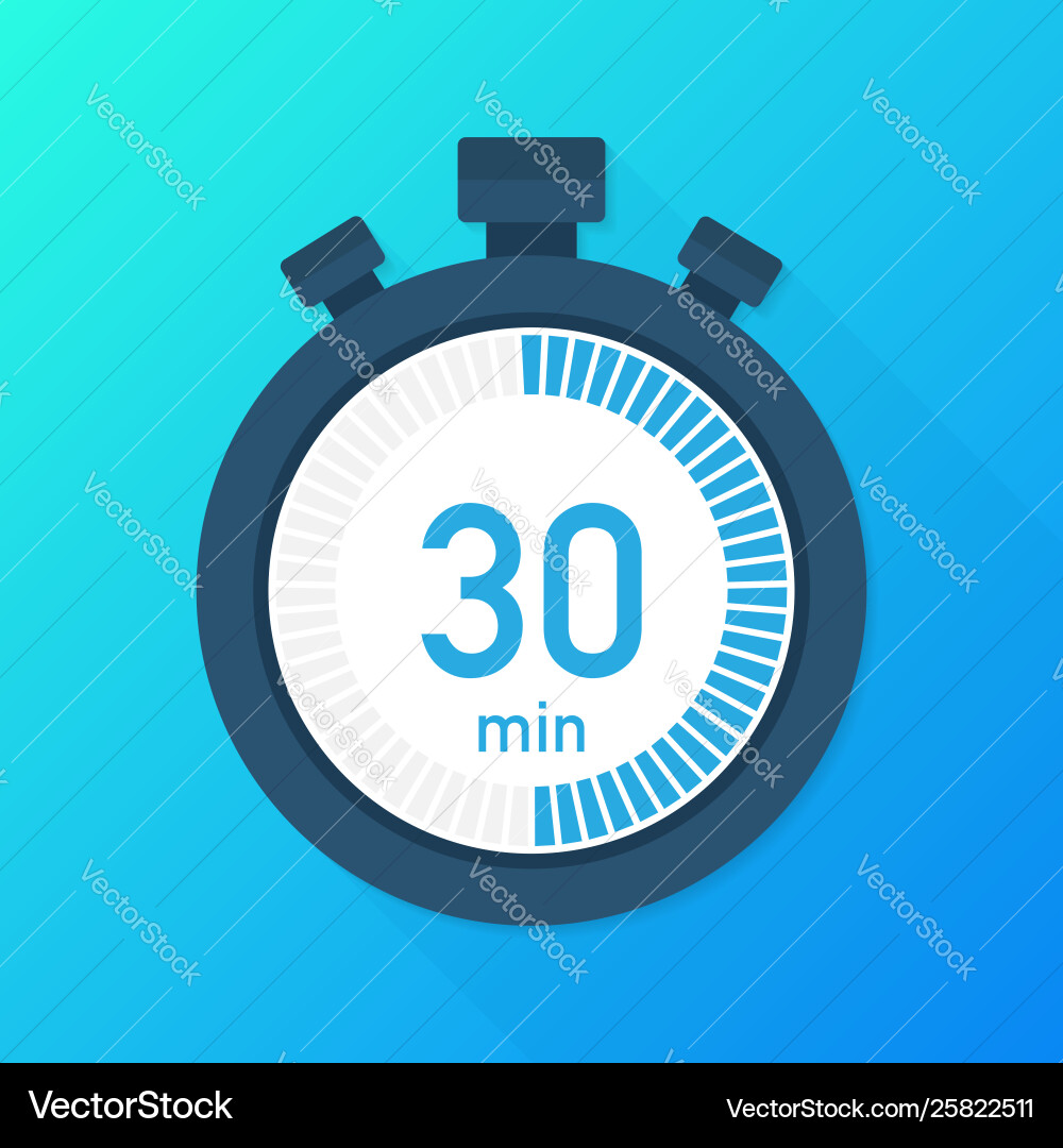 30 minutes stopwatch icon Royalty Free Vector Image
