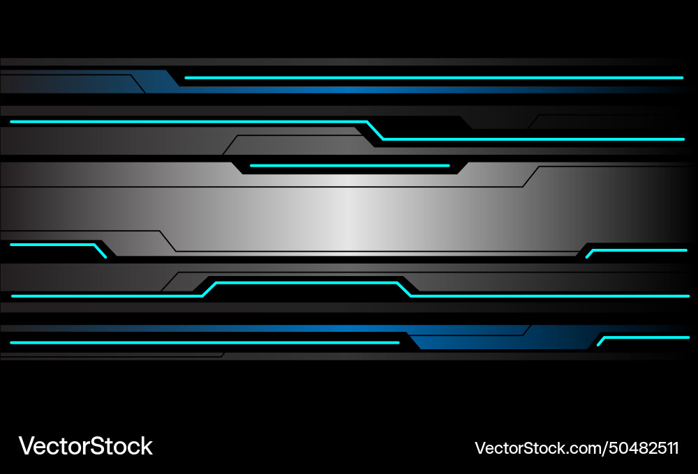 Abstract grey metallic black line cyber blue Vector Image