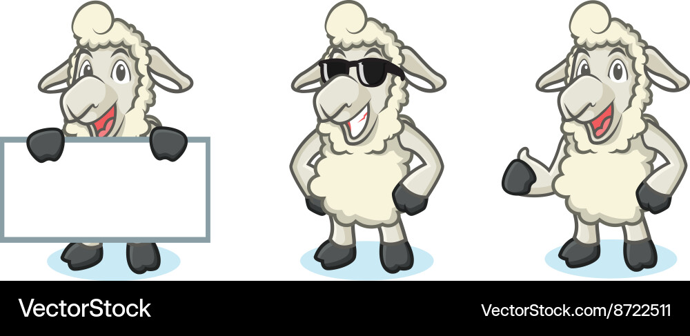 Beige Sheep Mascot happy Royalty Free Vector Image