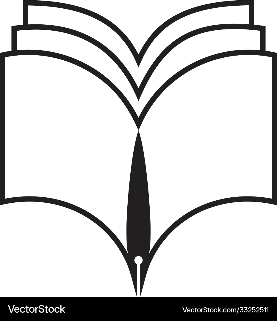 Book pen lines art geometric logo Royalty Free Vector Image