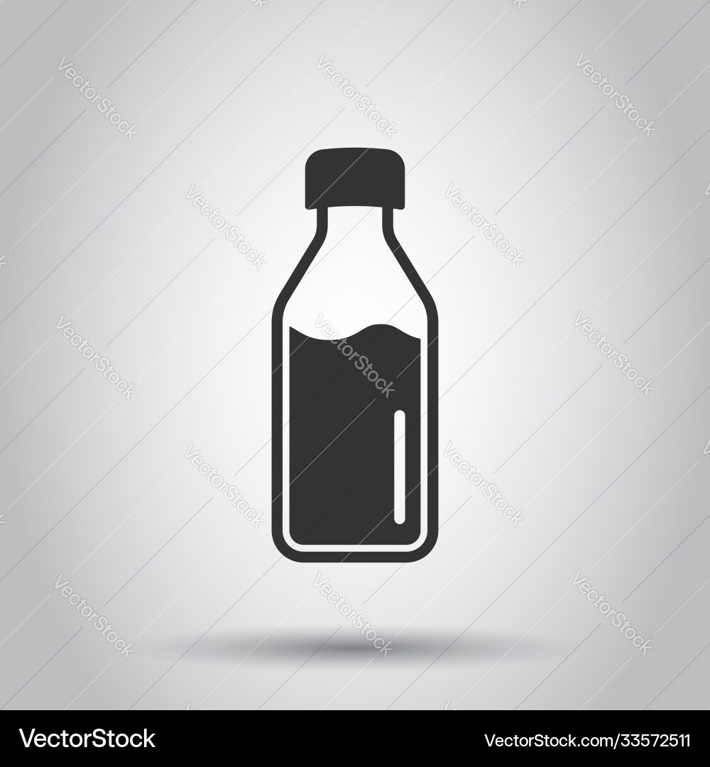 Bottle milk icon in flat style flask on white Vector Image