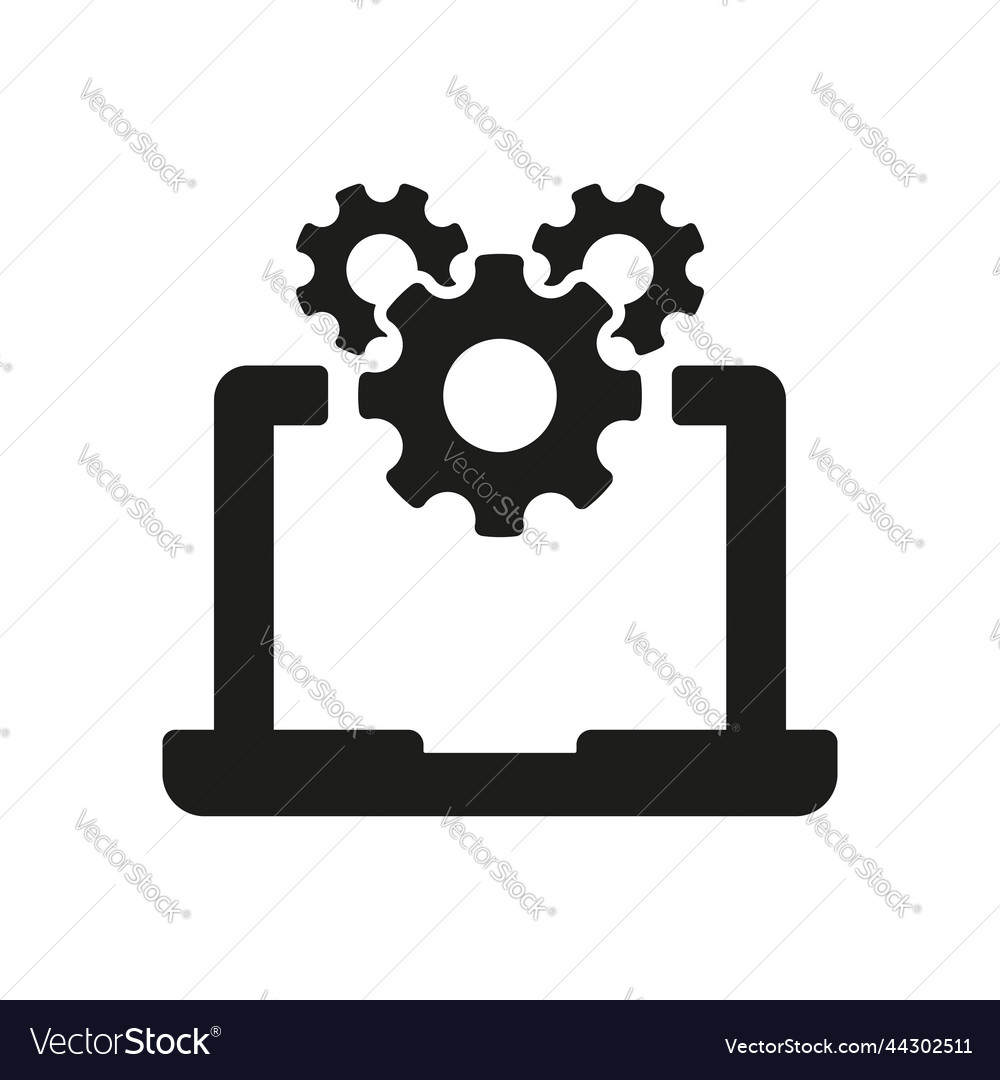 Computer System Update Black Pictogram Settings Vector Image