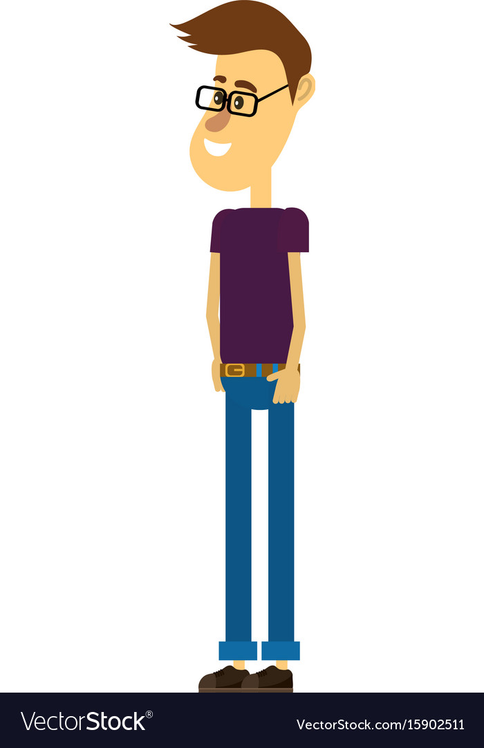 Cute Man With Hairstyle Design And Clothes Vector Image