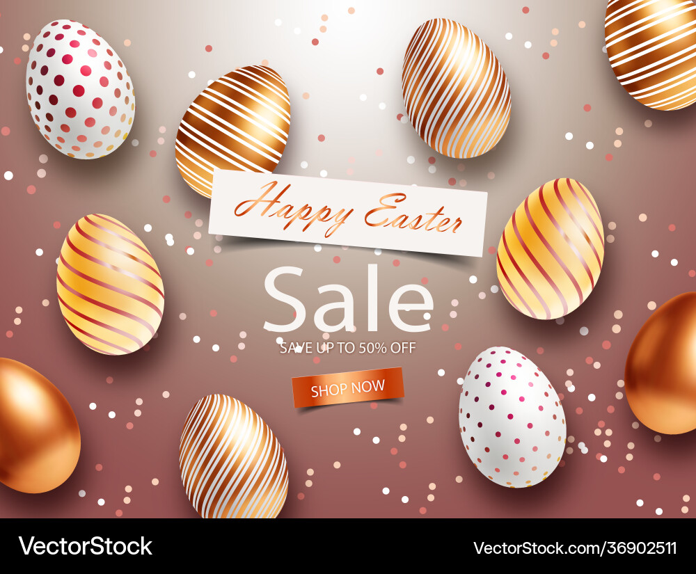 Easter sale banner design with square frame rose Vector Image