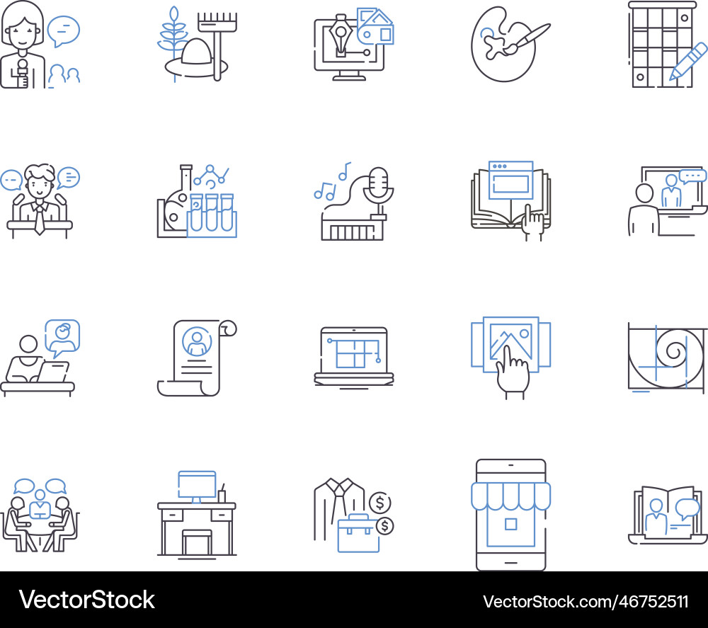 Freelance and work outline icons collection Vector Image
