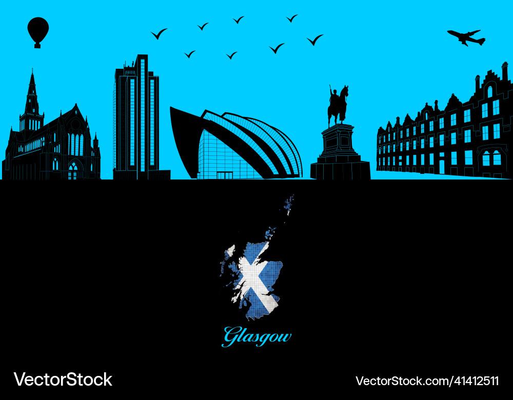Glasgow city skyline silhouette Royalty Free Vector Image