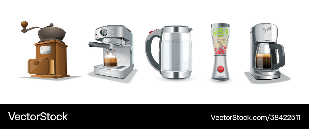 Household kitchen appliances icon set Royalty Free Vector