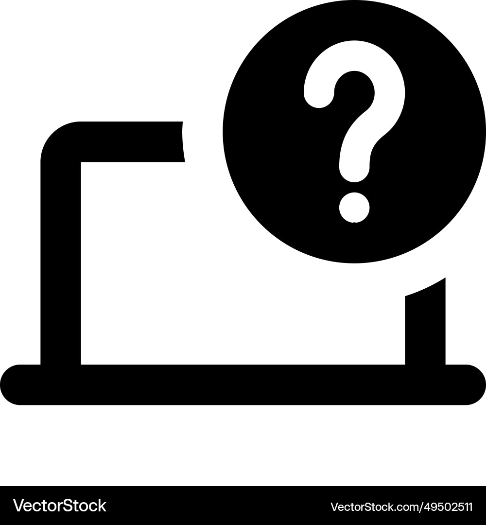 Laptop displays a question mark for inquiries Vector Image