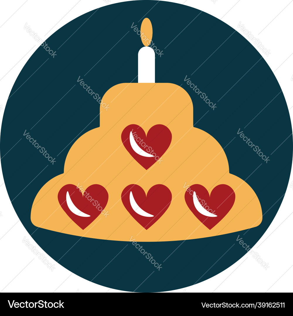 Love cake with hearts on a white background Vector Image