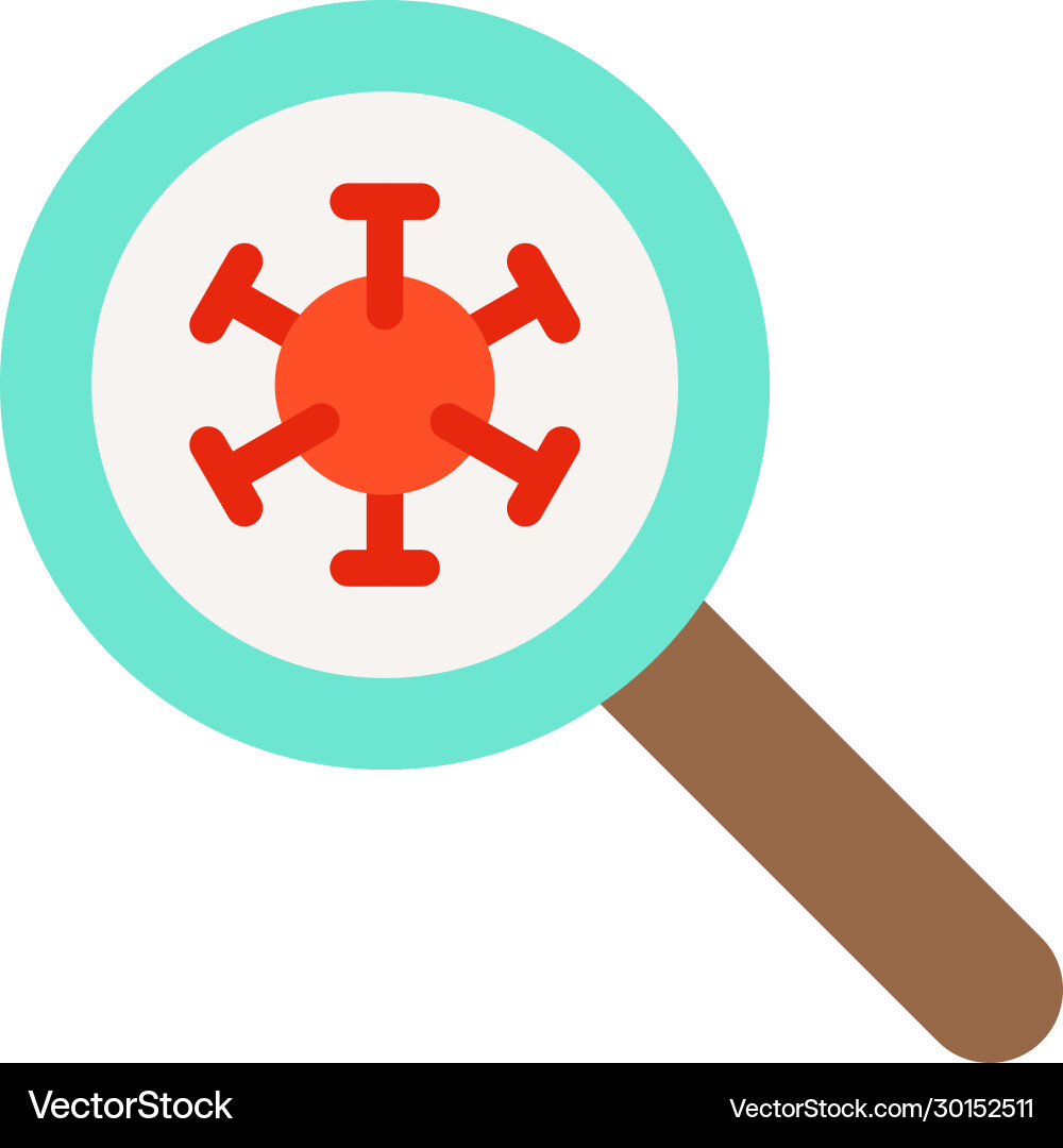 Magnify glass with virus flat style icon Vector Image