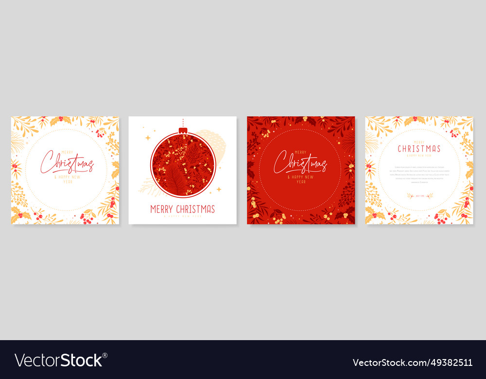Set of christmas holiday greeting cards or covers Vector Image