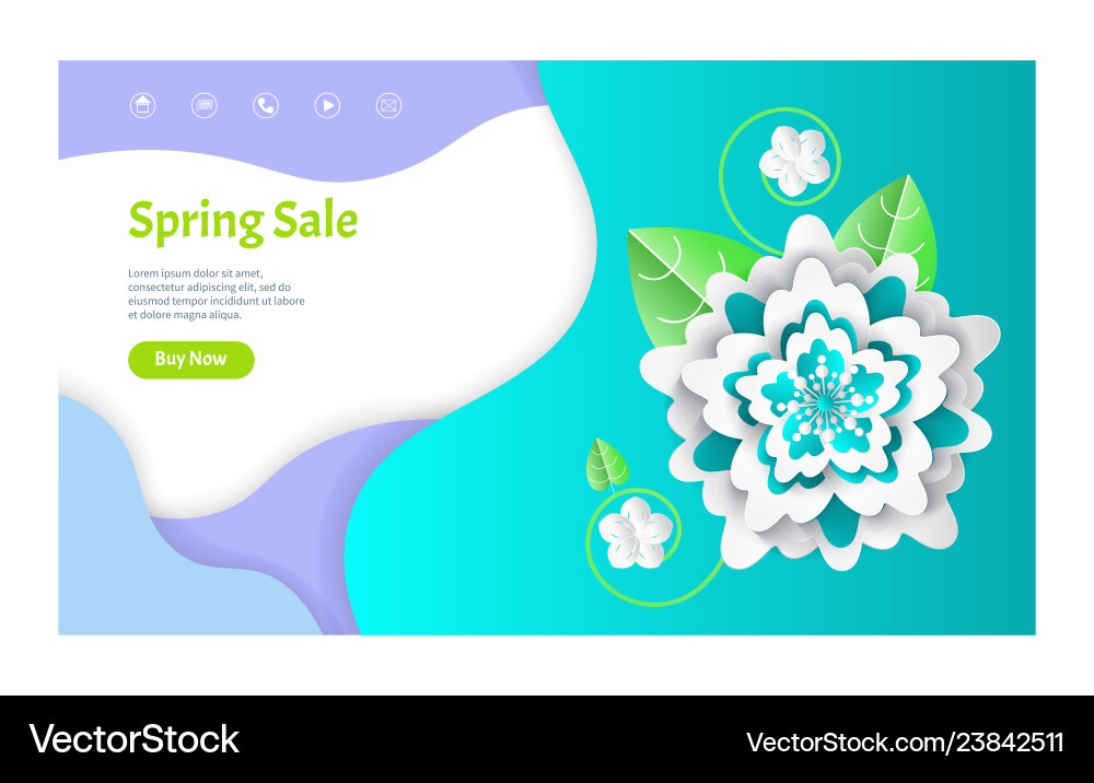 Spring sale colorful web page with flower Vector Image