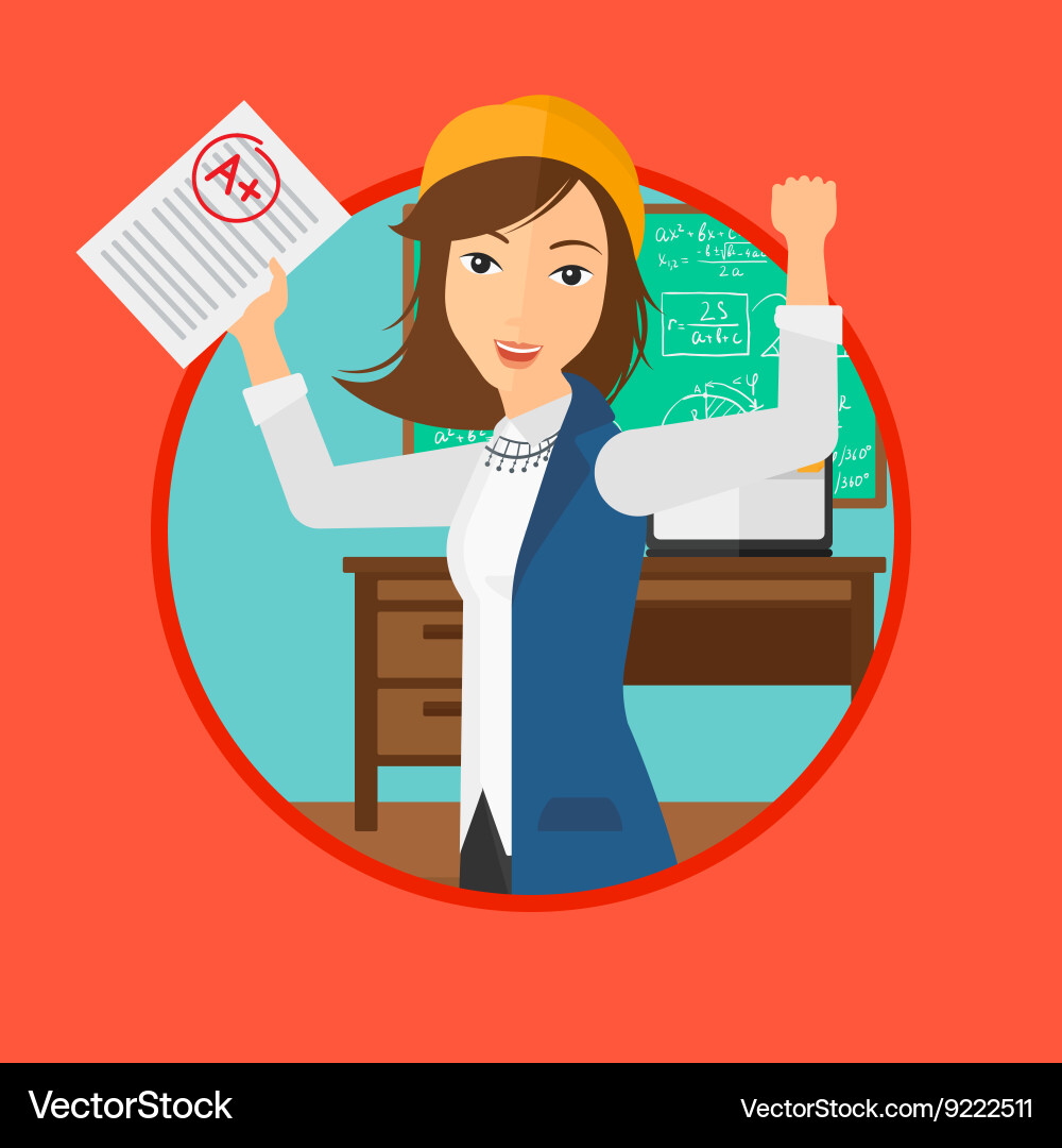 Student holding test paper with best result Vector Image