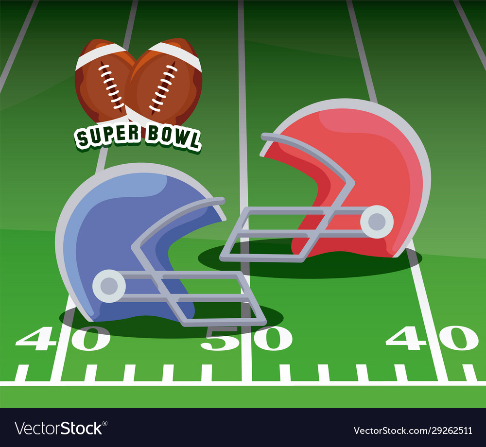 Super bowl helmets over field design Royalty Free Vector