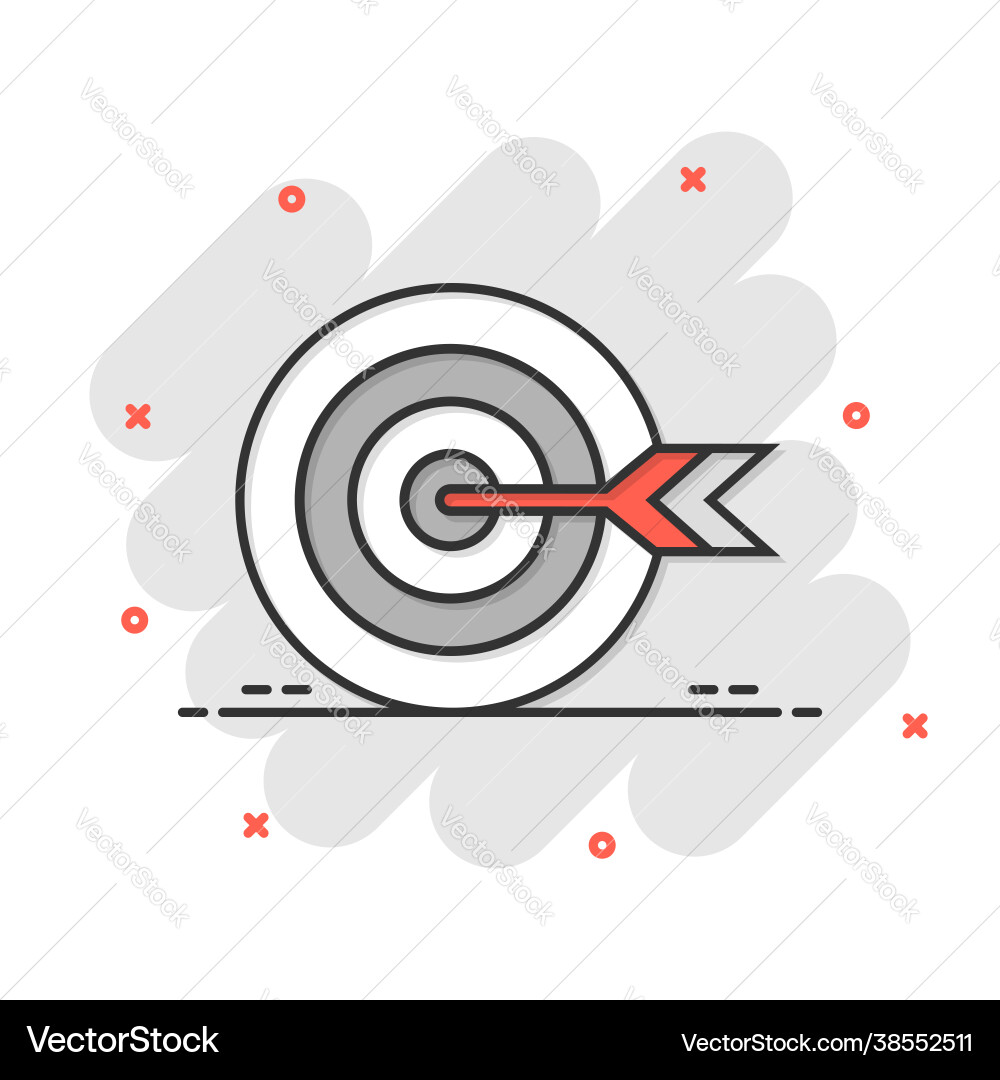 Target aim icon in comic style darts game cartoon Vector Image