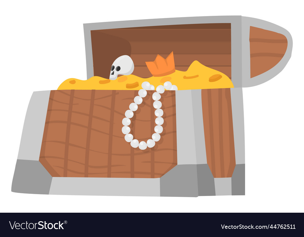 Treasure chest full of gold and gems pirate Vector Image