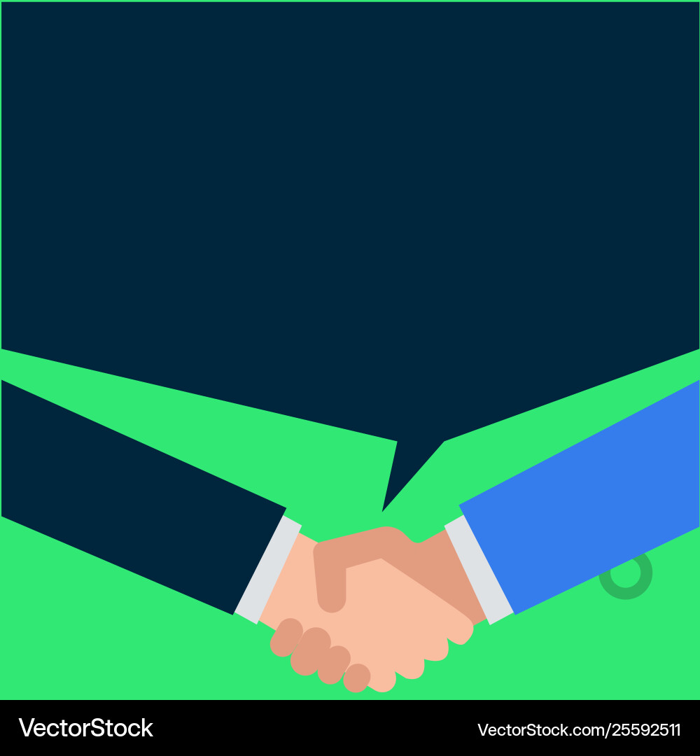 Two people shaking hands and have a serious Vector Image