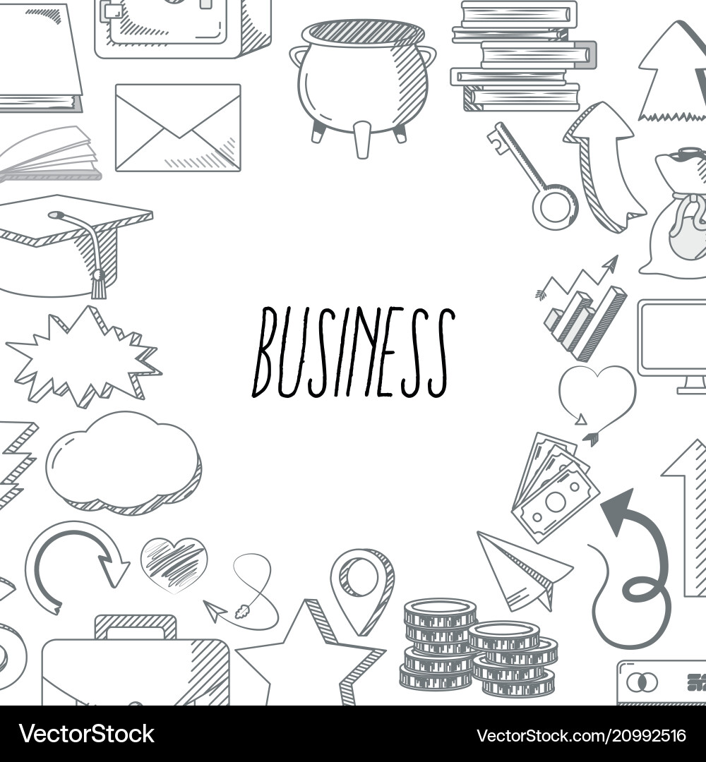 Business hand draw cartoon Royalty Free Vector Image