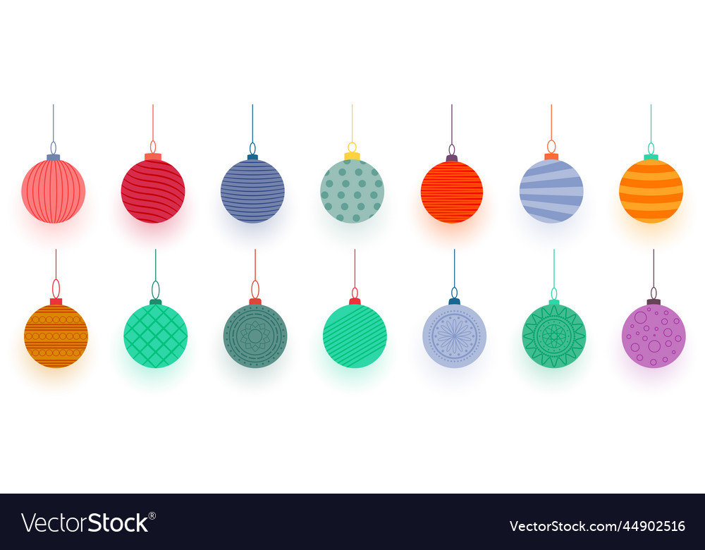 Collection of colorful xmas bauble elements Vector Image