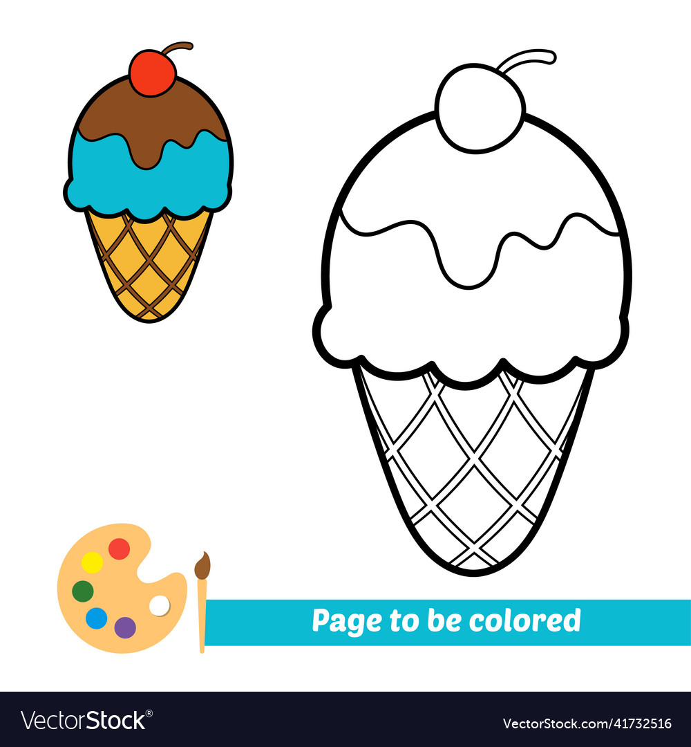 Coloring book for kids ice cream Royalty Free Vector Image