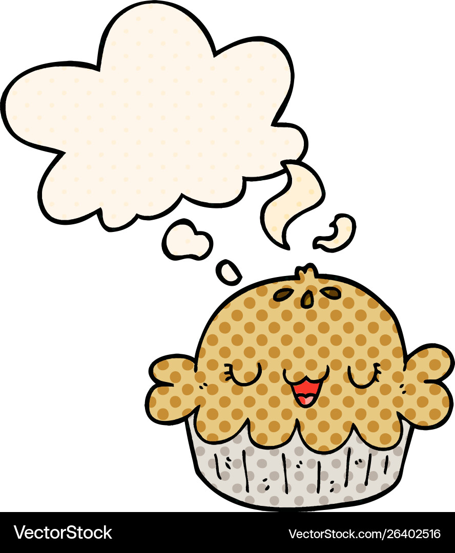 Cute cartoon pie and thought bubble in comic book Vector Image