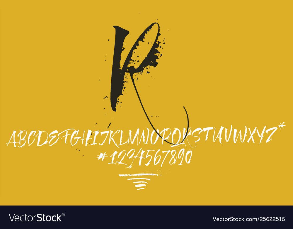 Expressive calligraphic script blots splashes Vector Image