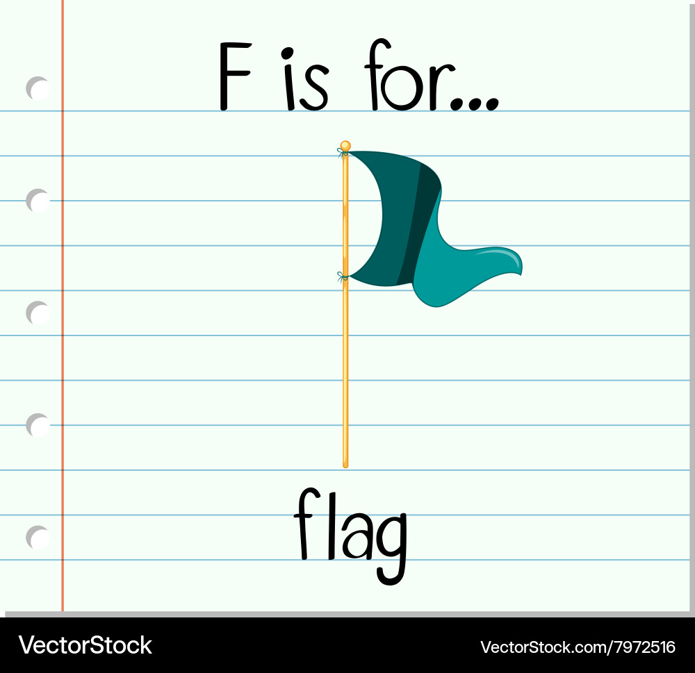 Flashcard letter f is for flag Royalty Free Vector Image