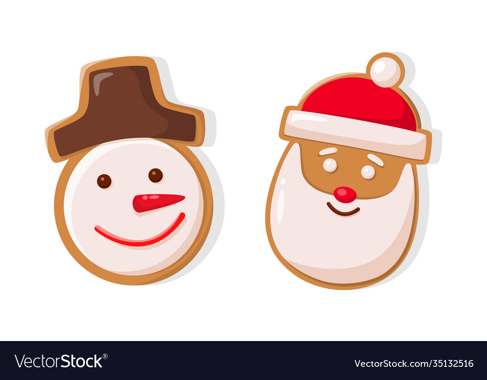 Gingerbread snowman and santa isolated Royalty Free Vector