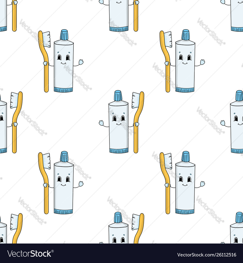 Happy toothpaste colored seamless pattern Vector Image