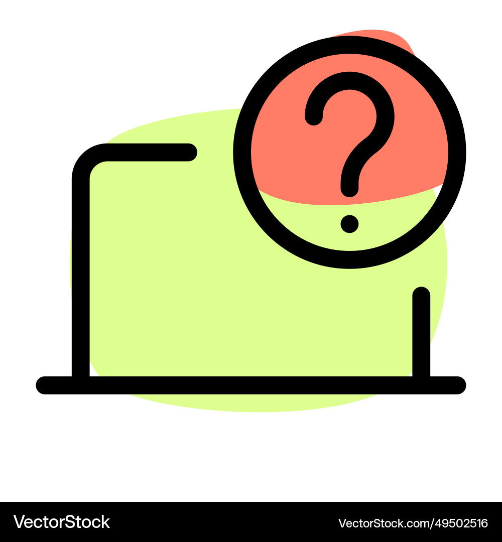 Laptop displays a question mark for inquiries Vector Image