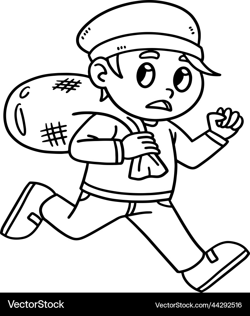 Man running scared isolated coloring page for kids