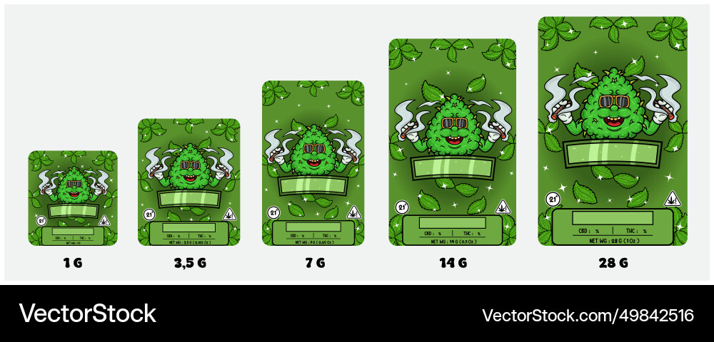 Mint strains and weed bud with smoking Royalty Free Vector