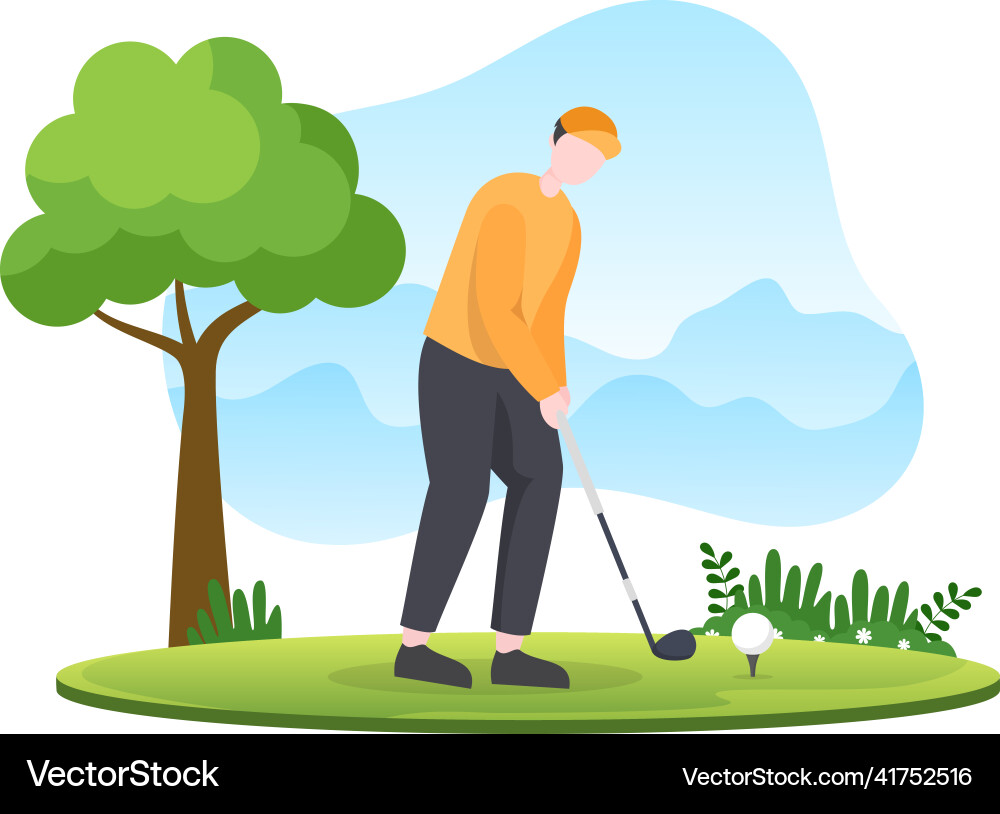 Playing golf sport with flags sand ground sand Vector Image