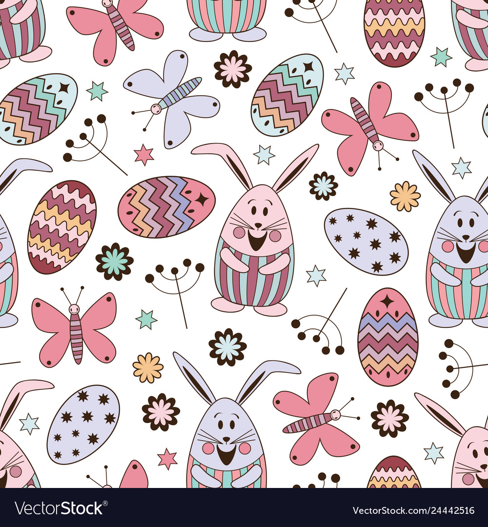 Seamless pattern with cute elements Royalty Free Vector