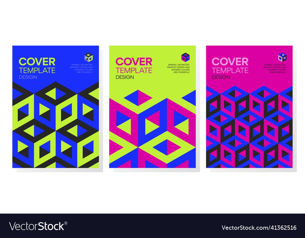 Set of trendy 3d geometric shapes cover design Vector Image