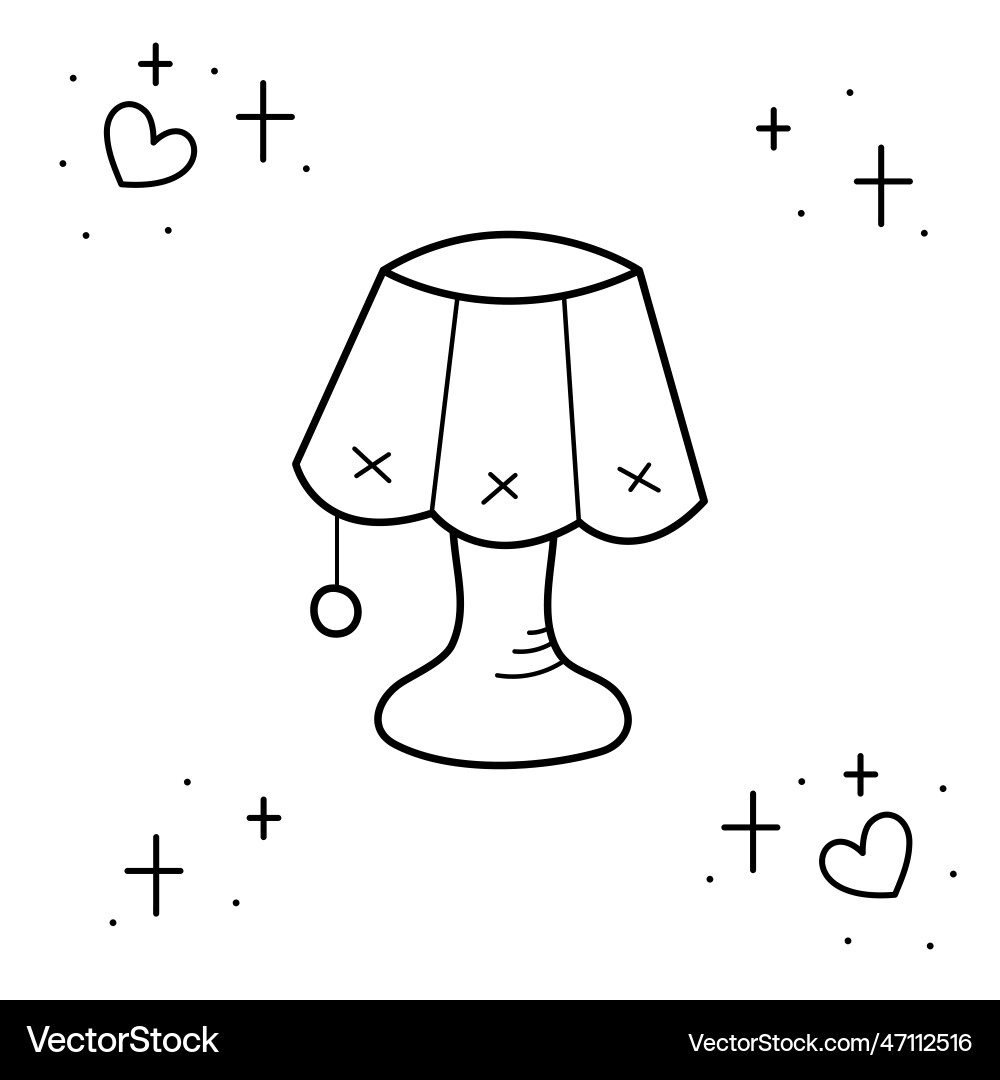 Table lamp with lampshade surrounded by stars Vector Image