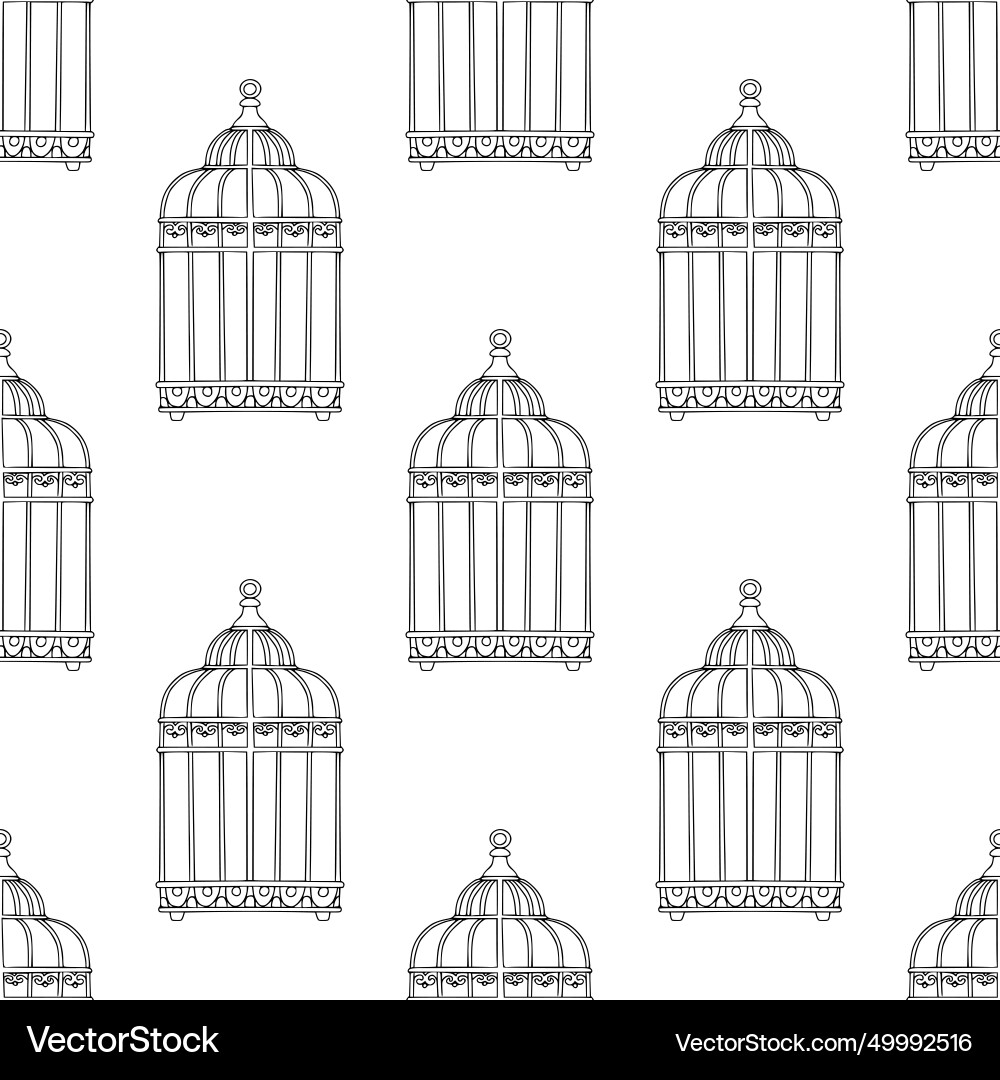Vintage line art seamless pattern with retro Vector Image